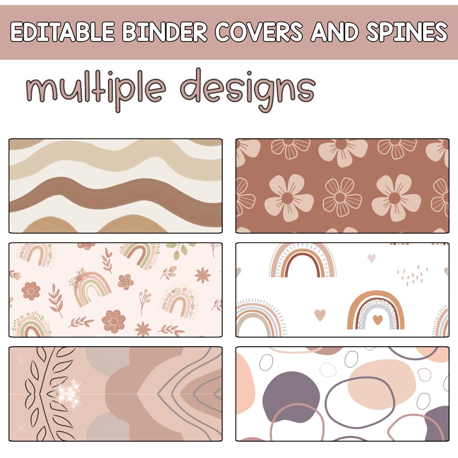 Editable Binder Labels and Spine Labels | Boho Neutrals Themed Decor ...
