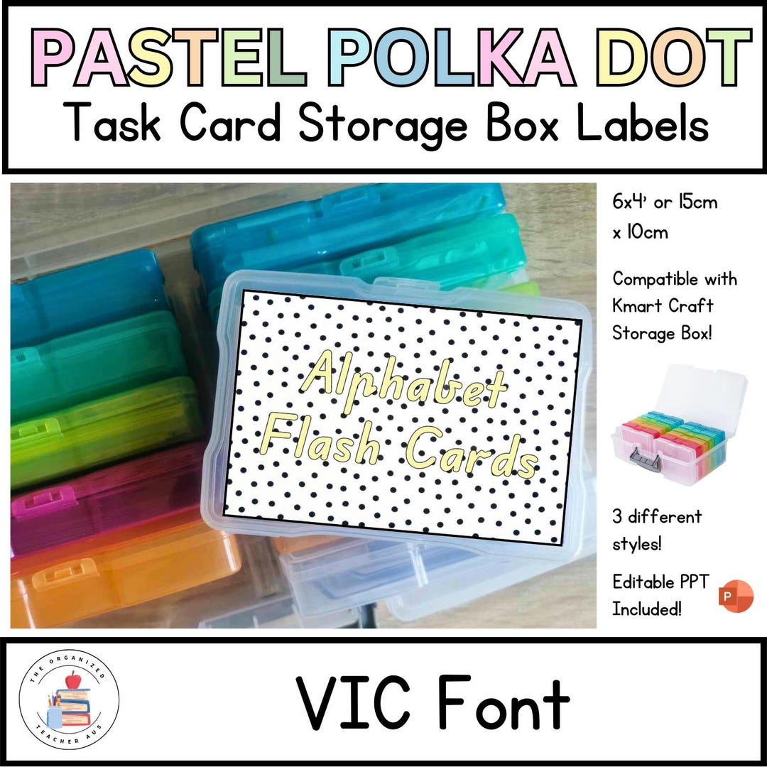 VIC Font | Editable Task Card Box Labels | Pastel Polka Dot Decor ...