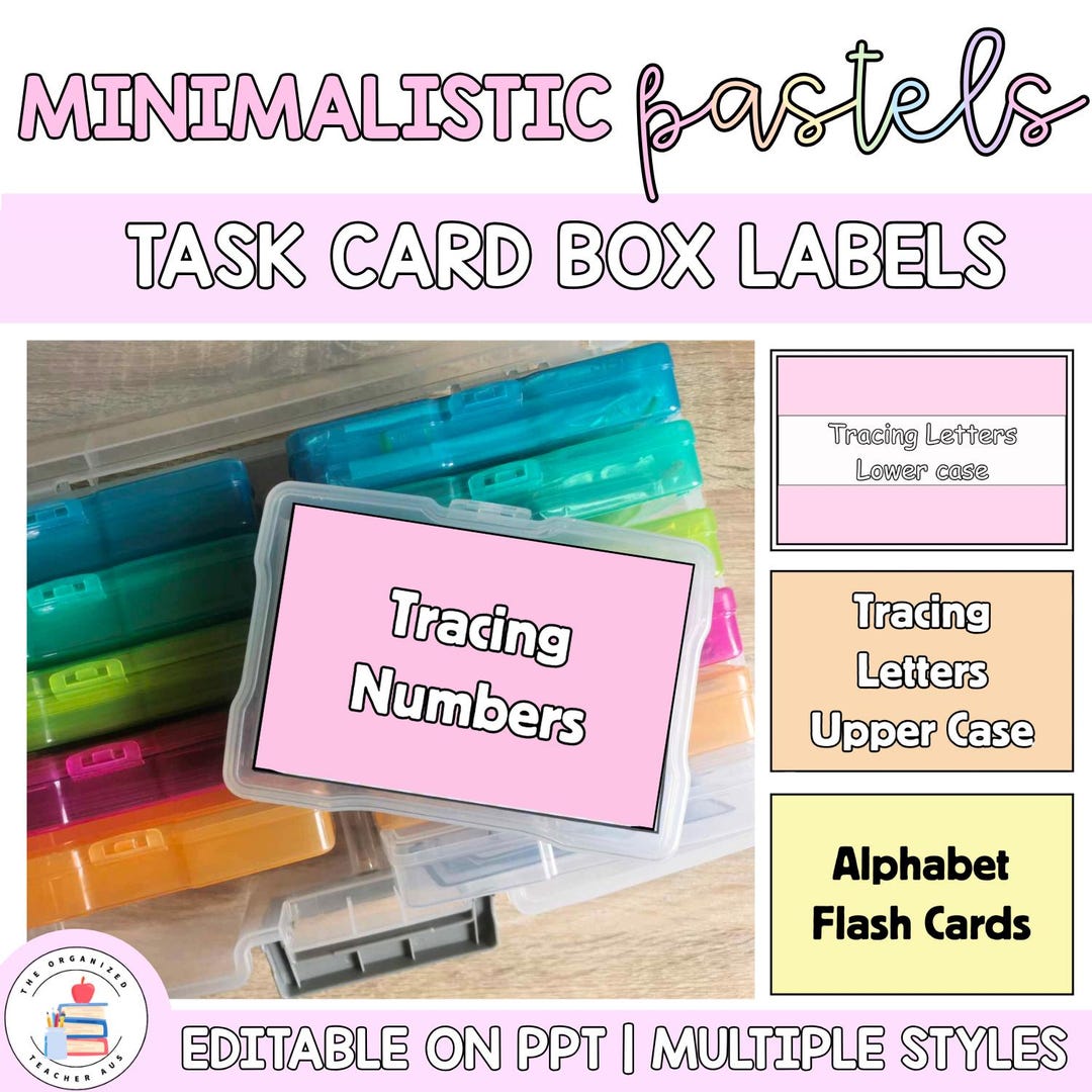Minimalistic Pastels Editable Task Card Box Labels | Classroom ...