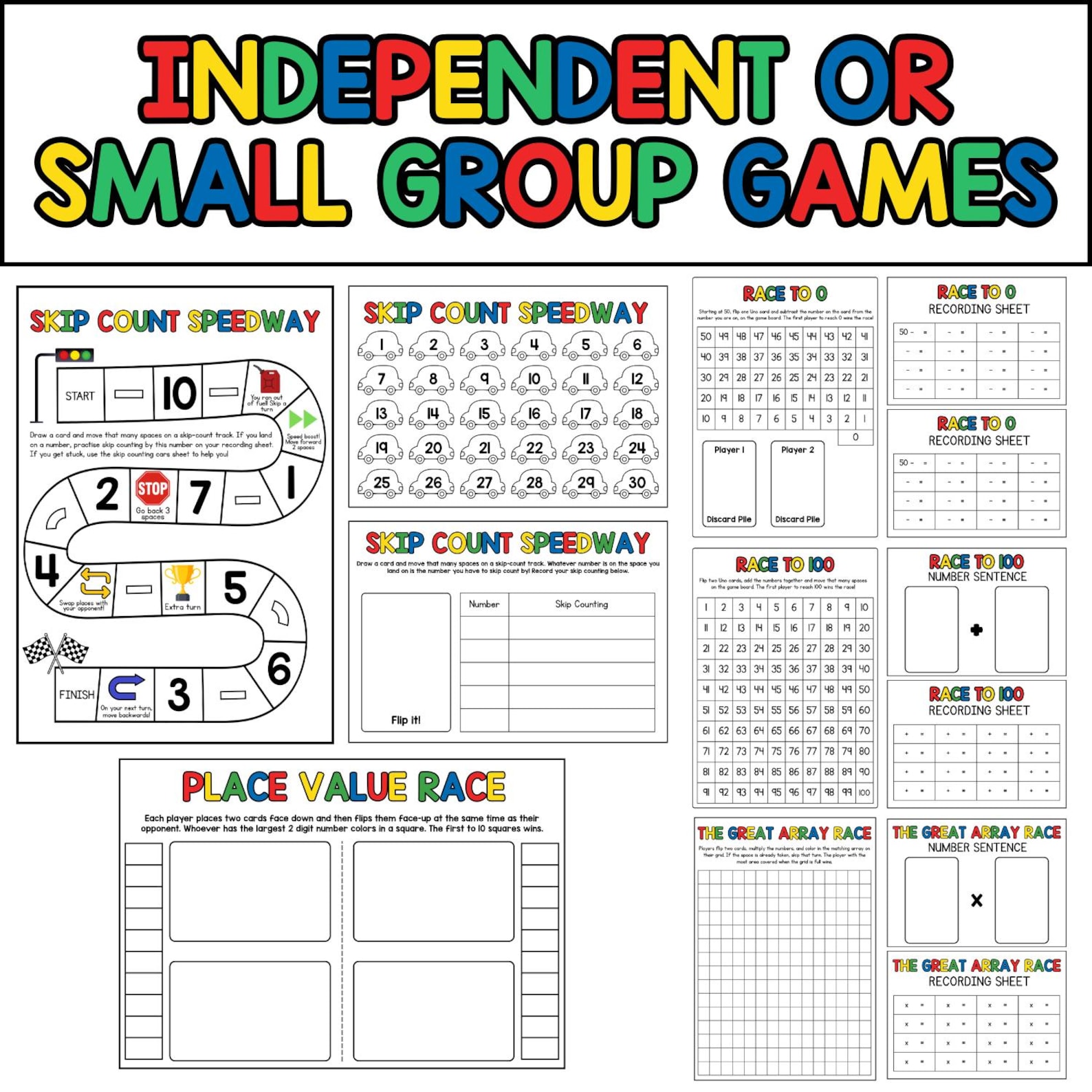 UNO Card Math Center Game Templates | K-3 MEGA Bundle | 80+ Pages ...