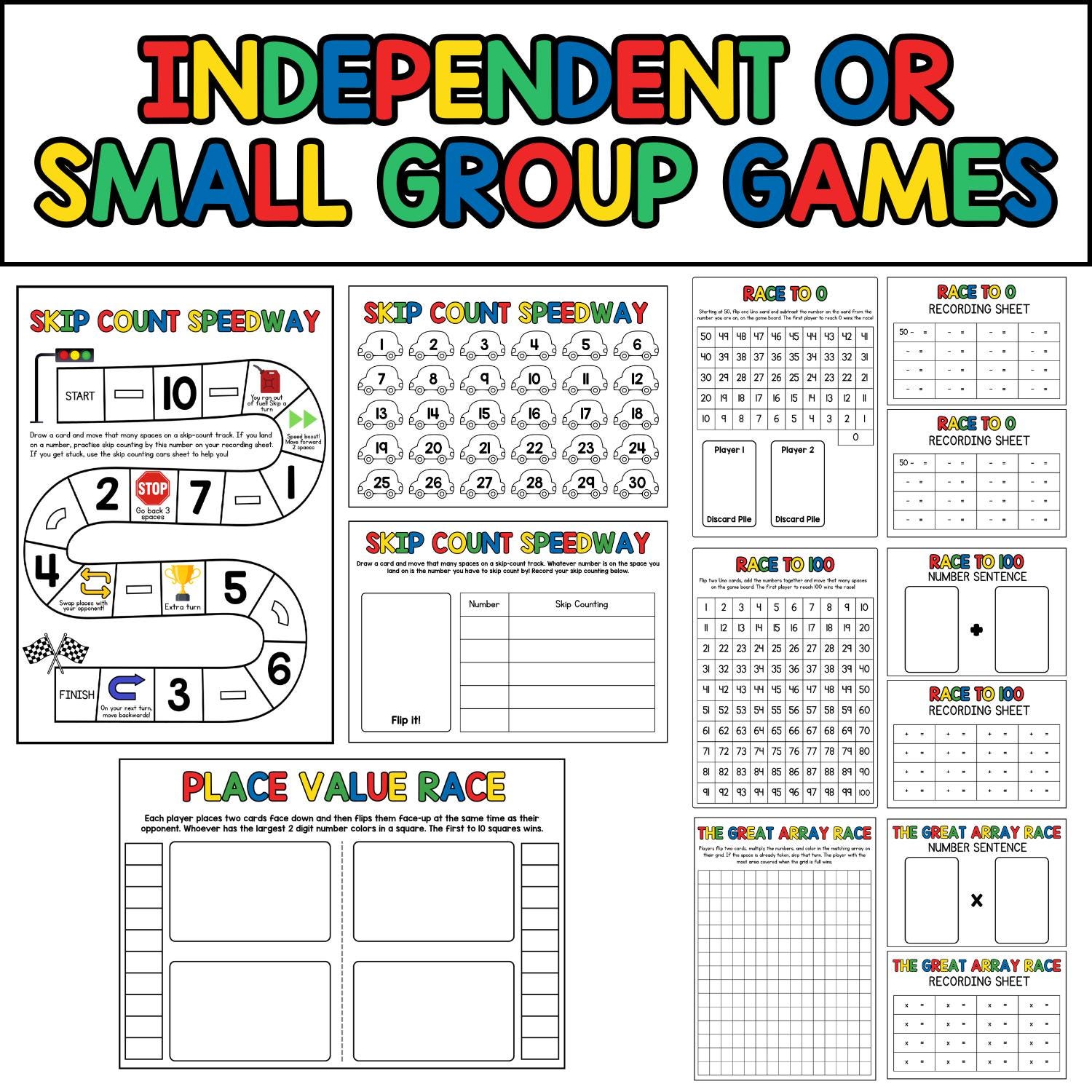 UNO Card Math Center Game Templates | K-3 MEGA Bundle | 80+ Pages ...