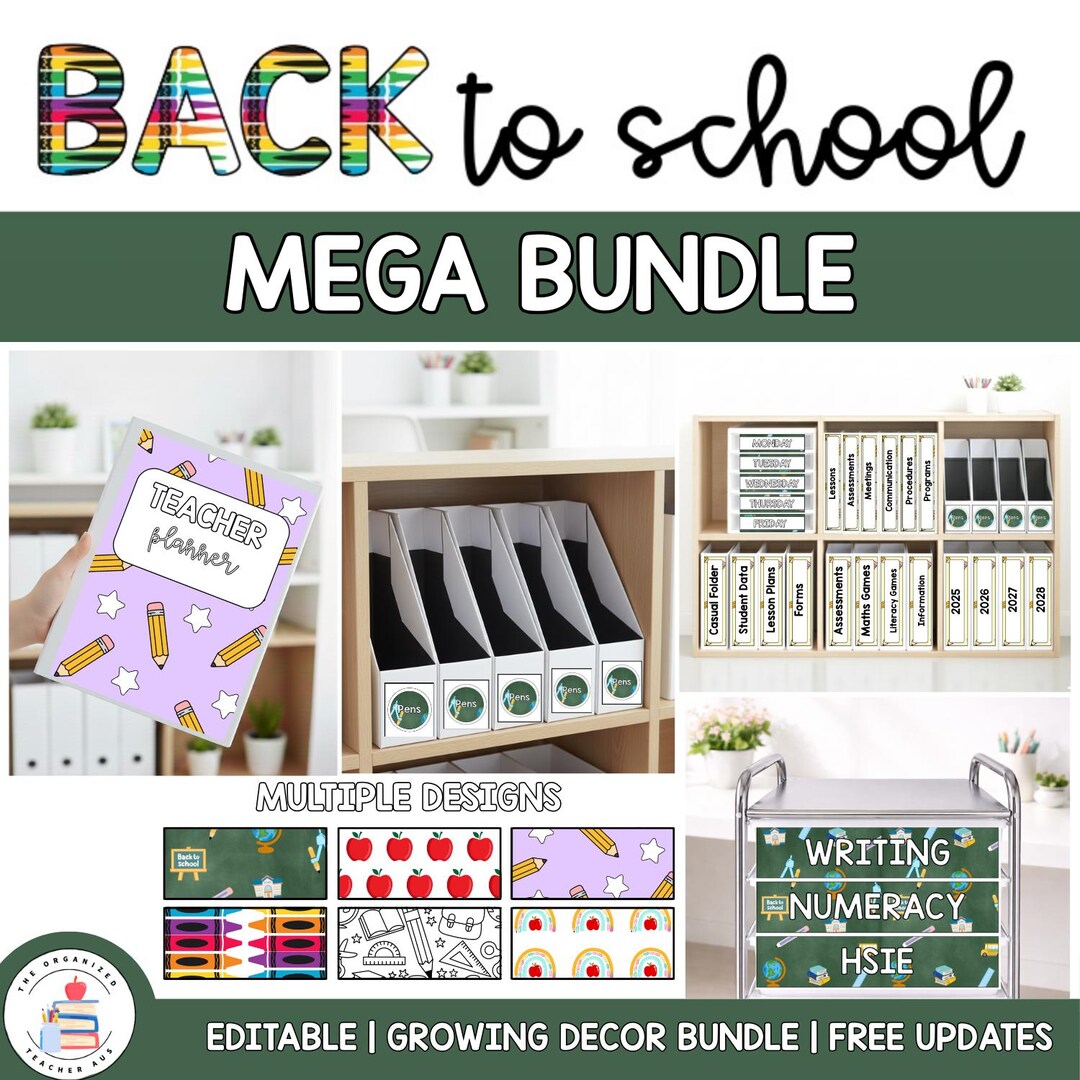 Back to School Decor | Editable Teacher Simple Decor | Growing MEGA ...