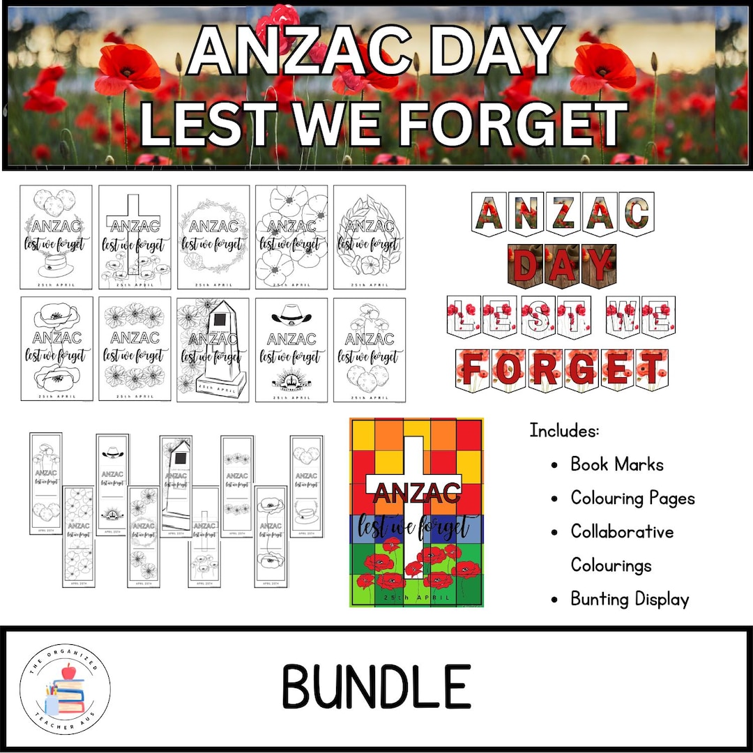 ANZAC Day | Lest We Forget | Commemorative Activity Bundle - Etsy