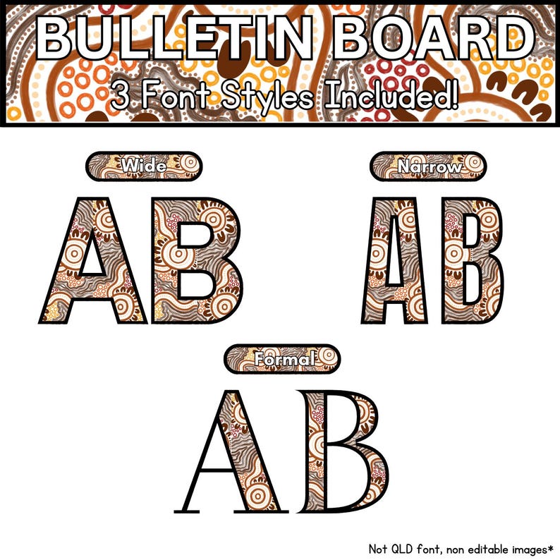 QLD Font | Aboriginal Indigenous Artwork | Editable Bulletin Board ...