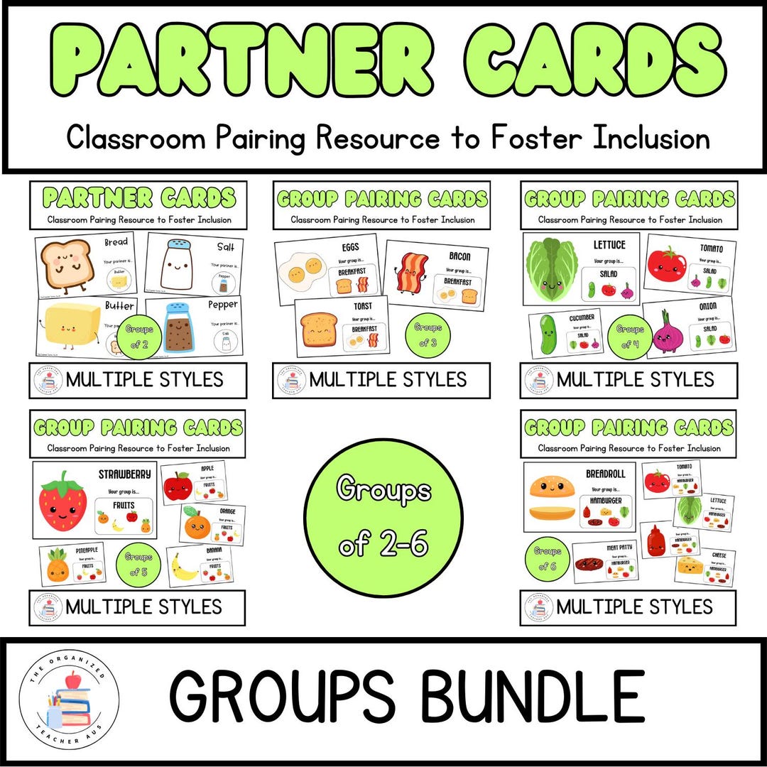 Groups 2-6 Organisation Pairing Cards MEGA BUNDLE| Group Work ...