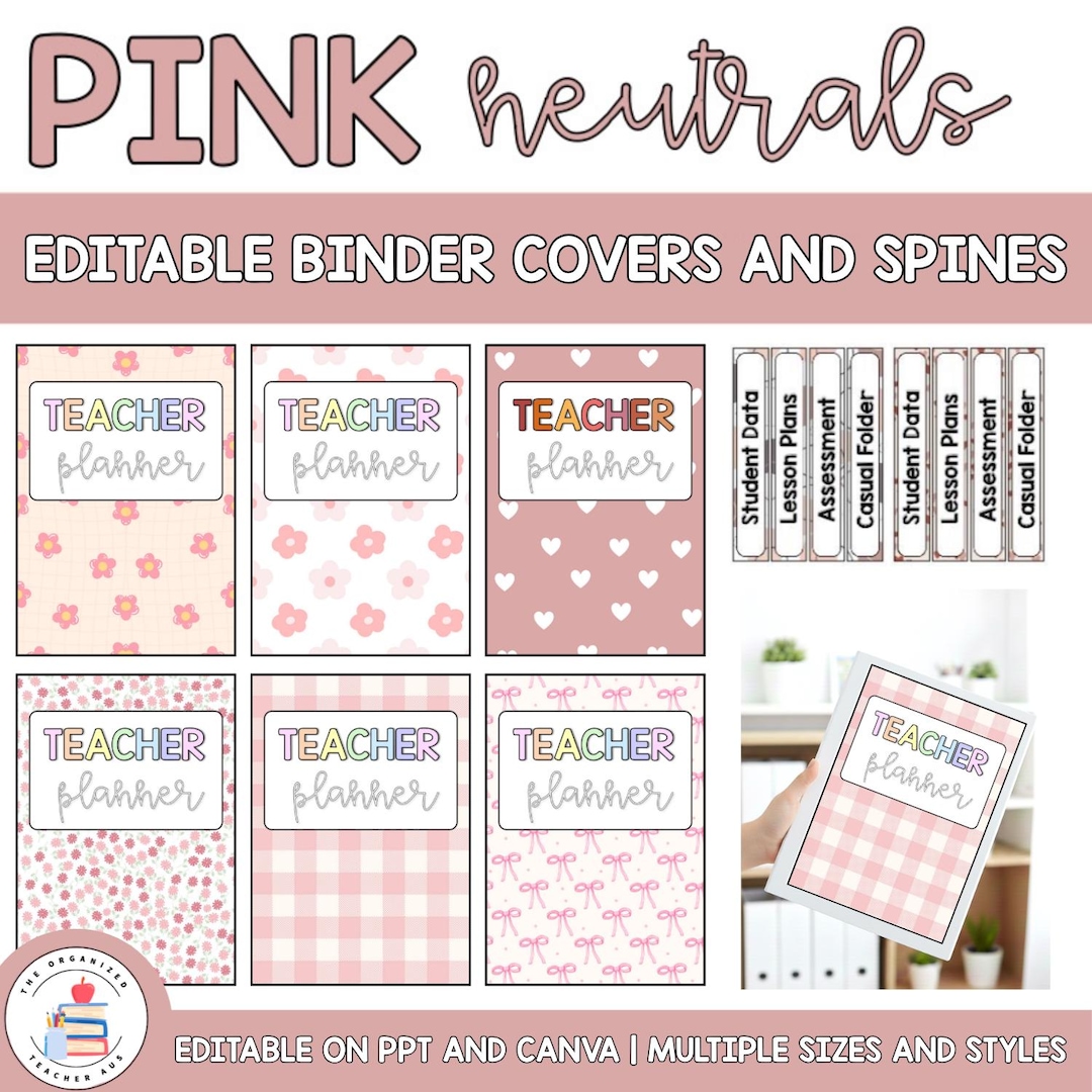 Editable Binder Labels and Spine Labels | Muted Pink Neutrals Themed ...