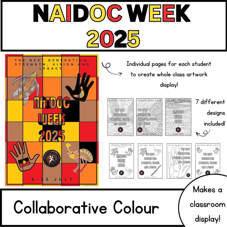 NAIDOC Week 2025 Themed | Commemorative Collaborative Colouring Craft ...