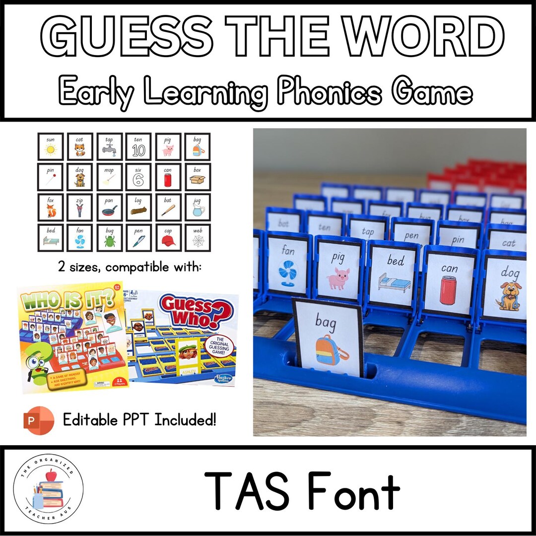 TAS Font | Guess Who? Guess the Word Phonics Game | Beginning Sounds ...
