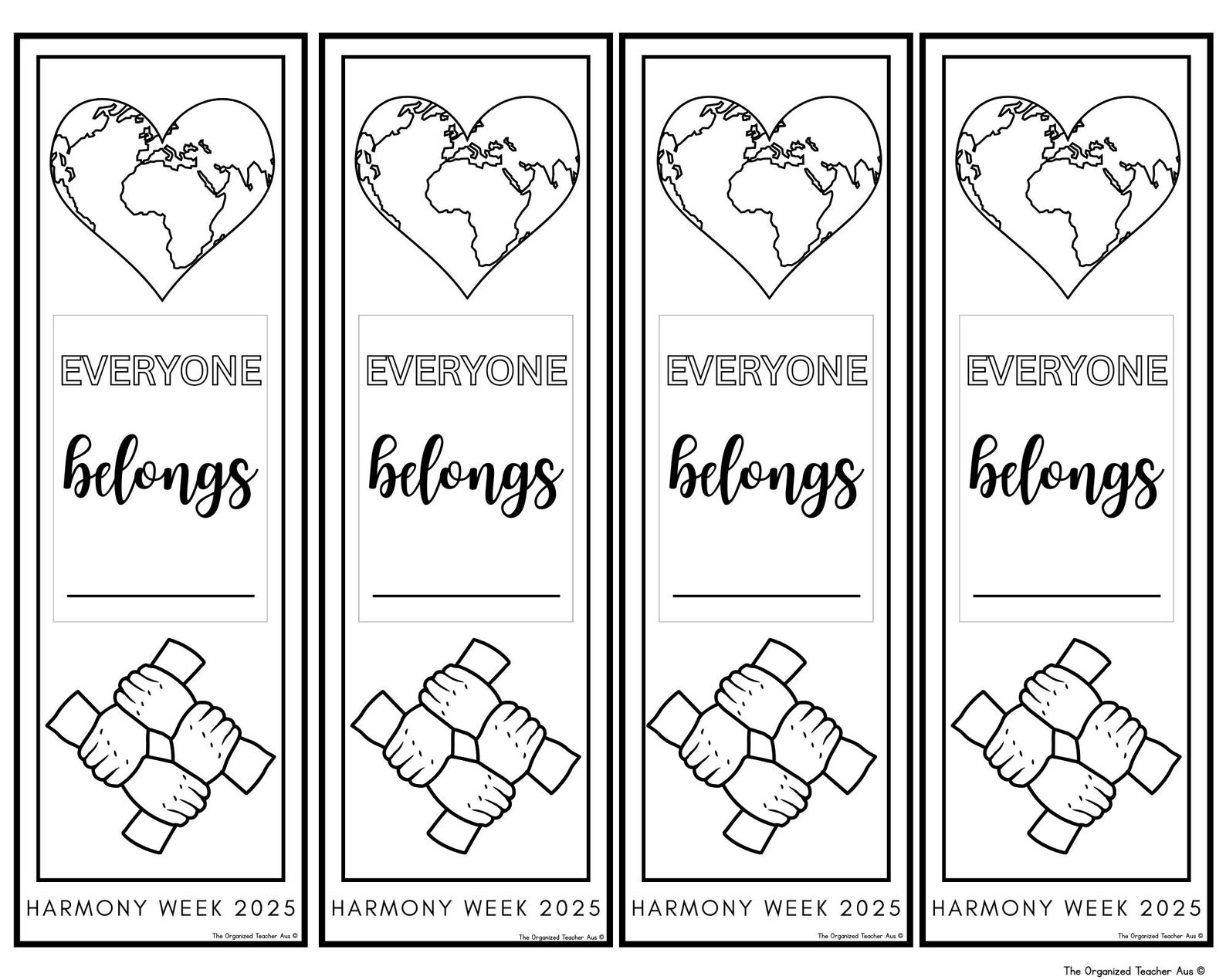 Harmony Day/week 2025 | Everyone Belongs | Colouring Book Marks - Etsy