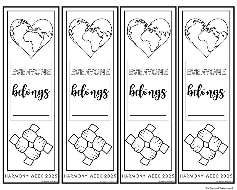 Harmony Day/week 2025 | Everyone Belongs | Colouring Book Marks - Etsy