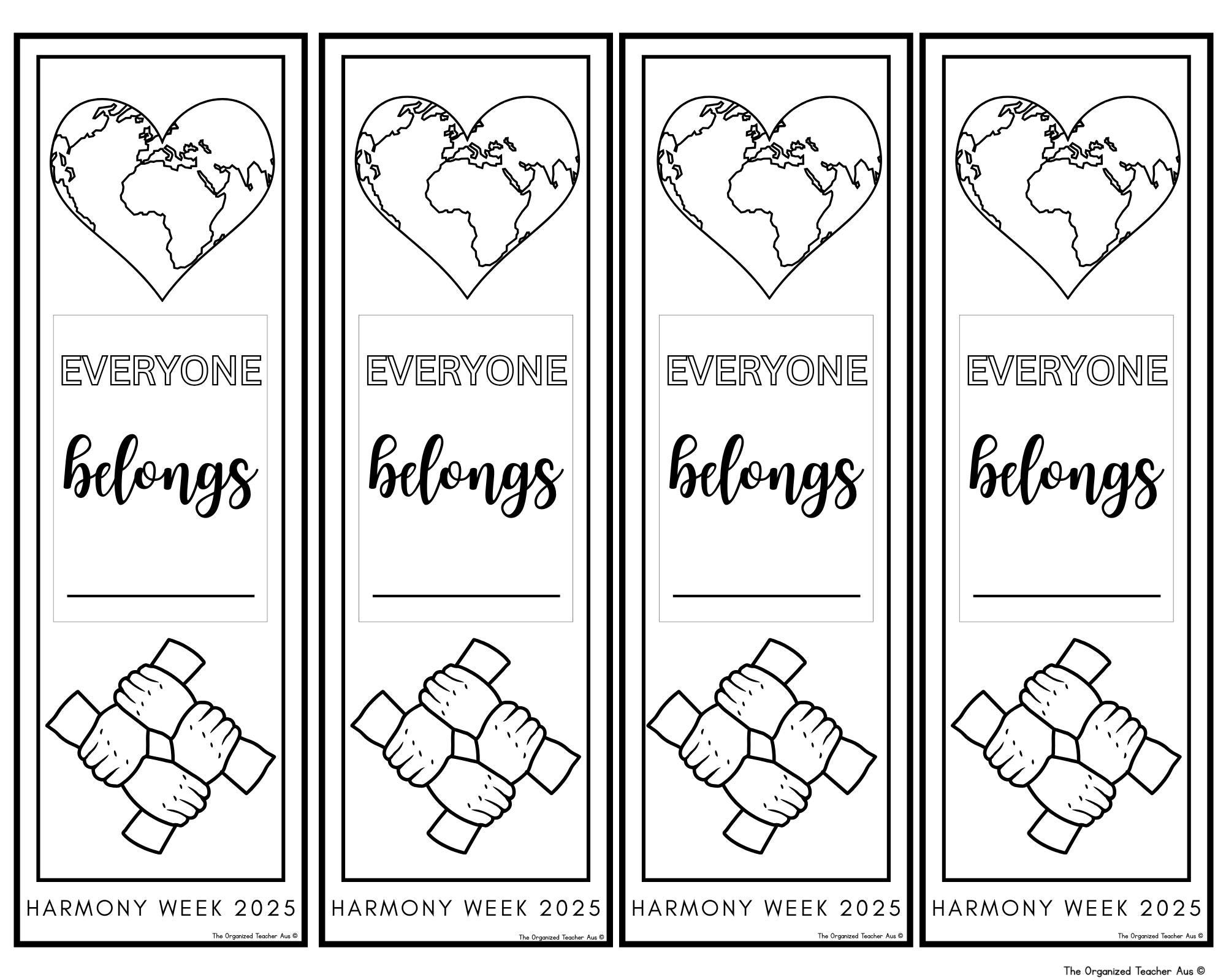 Harmony Day/week 2025 | Everyone Belongs | Colouring Book Marks - Etsy