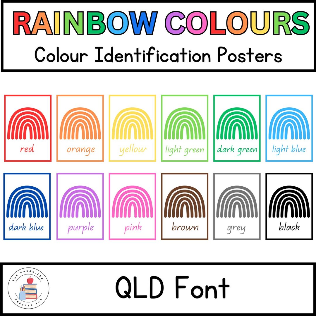 QLD Font | Rainbow Themed Color/colour Identification Posters | Rainbow ...