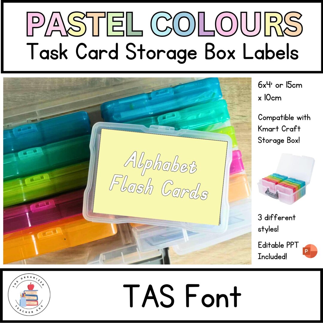 TAS Font | Editable Task Card Box Labels | Pastel Colours | Kmart Craft ...