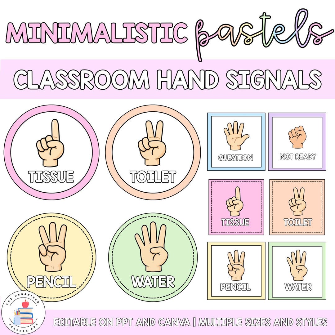 Hand Signals Posters | Classroom Management | Minimalistic Pastels ...