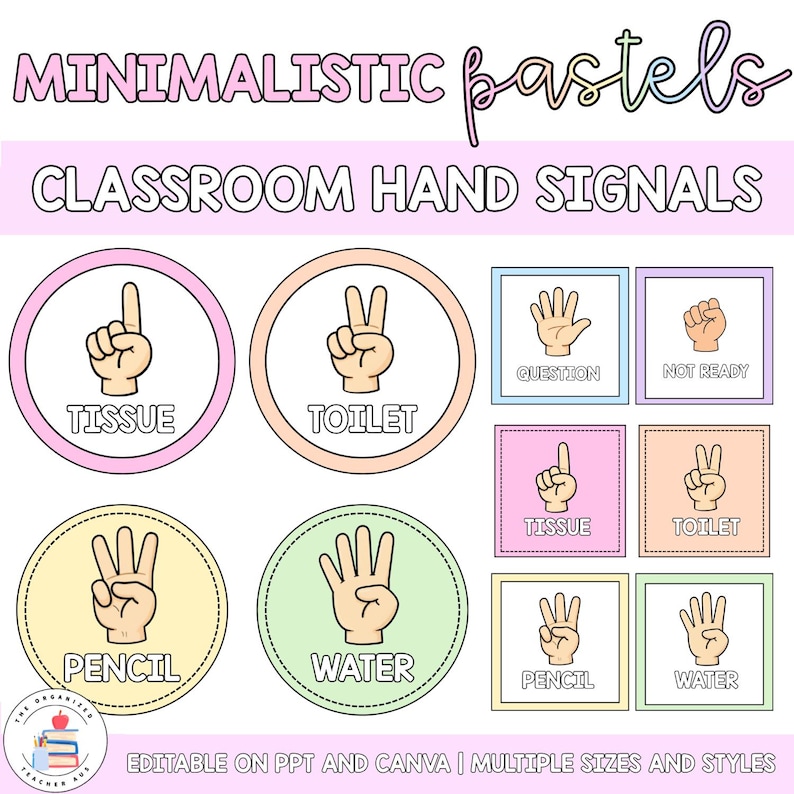 Hand Signals Posters | Classroom Management | Minimalistic Pastels ...