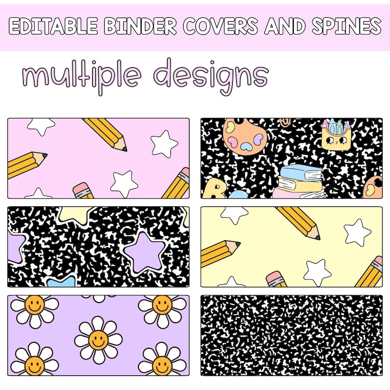 Editable Binder Labels and Spine Labels | Pastel Composition Notebook ...