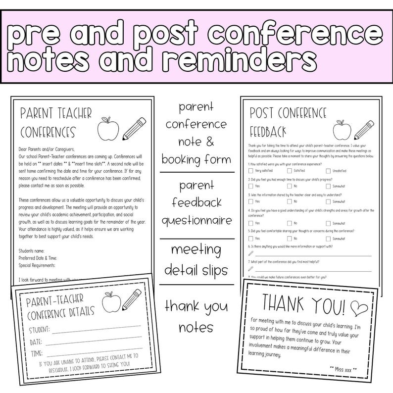 Editable Parent-teacher Conference Toolkit | Printable Forms, Templates ...
