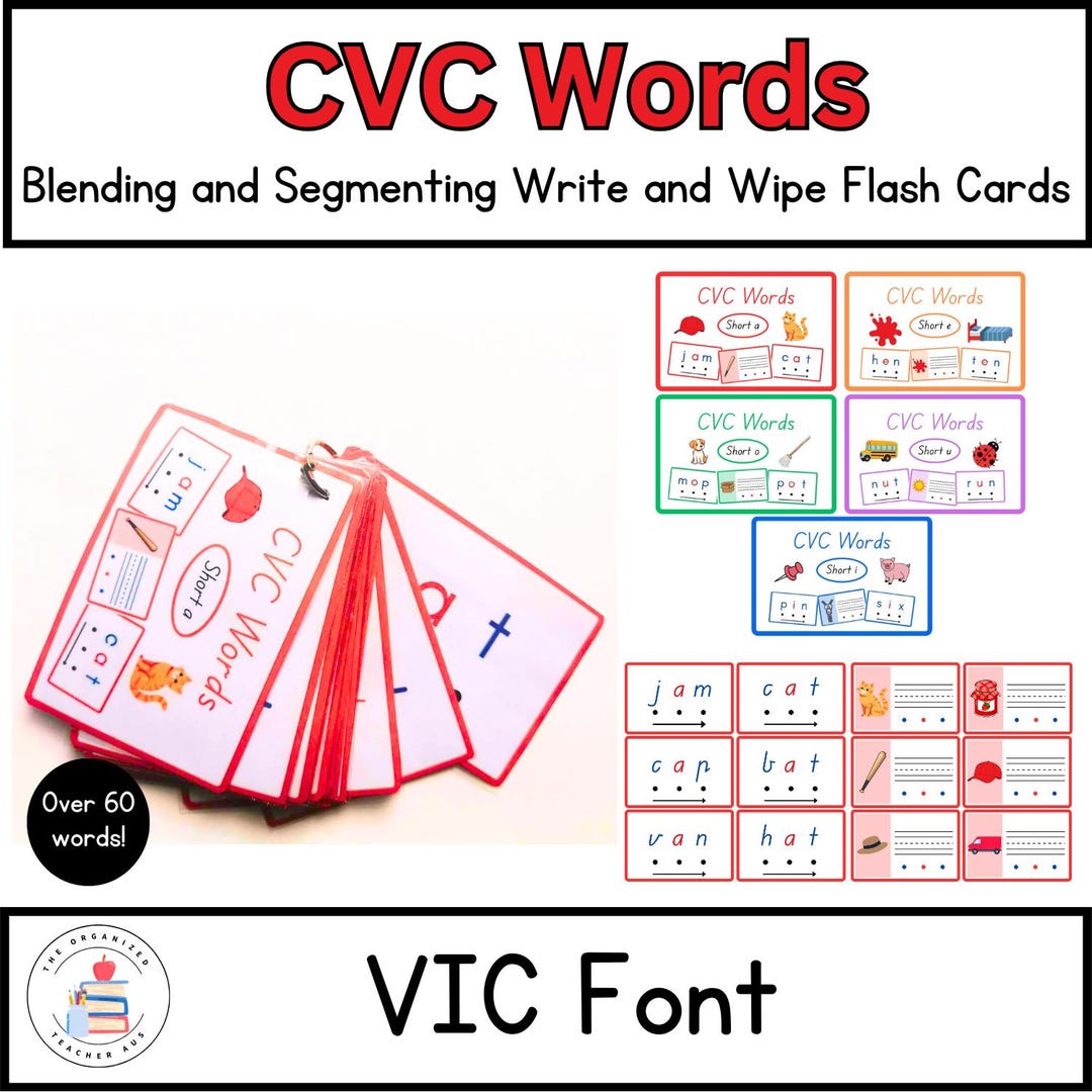 VIC Font | Editable CVC Flip Charts | Beginning Reading and Writing ...