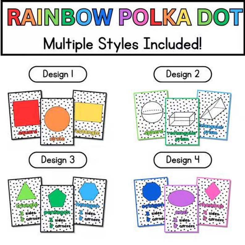 Rainbow Polka Dot | Editable 2D and 3D Shape Properties Posters ...
