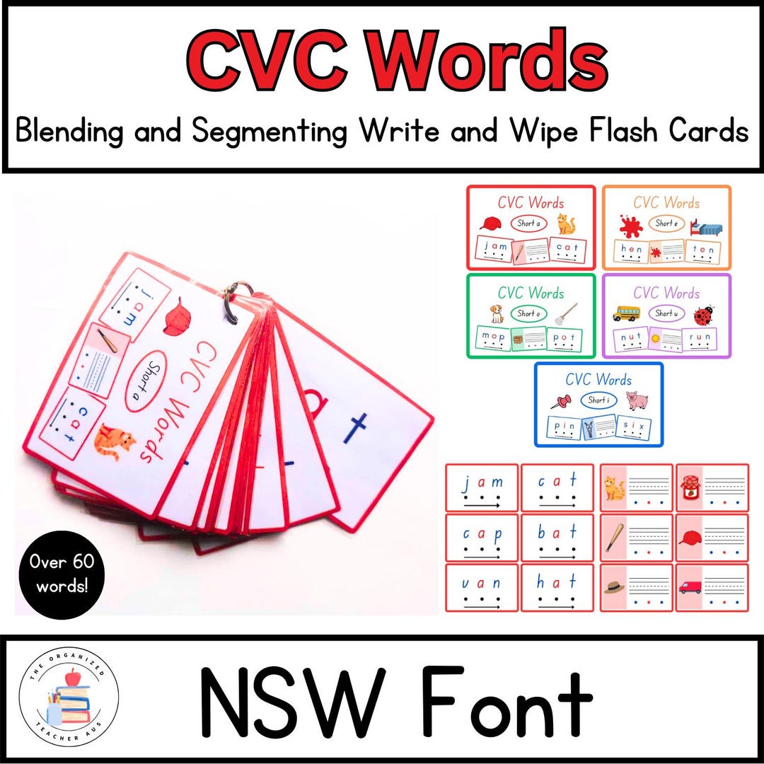 NSW Font | Editable CVC Flip Charts | Beginning Reading and Writing ...