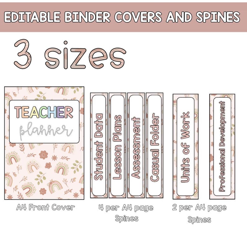 Editable Binder Labels and Spine Labels | Boho Neutrals Themed Decor ...