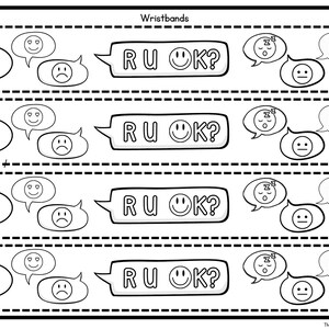 R U OK? Day | Colouring/coloring Wristbands | Social and Emotional ...
