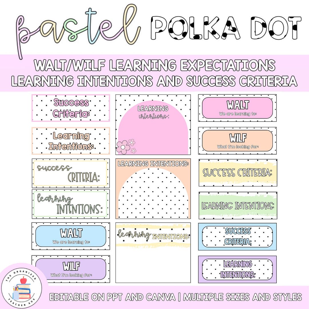 Pastel Polka Dot | Editable WALT/WILF | Learning Intentions and Success ...