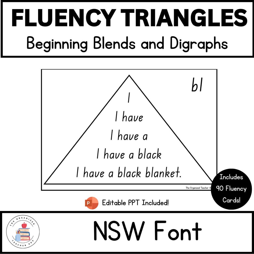 NSW Font | Editable Fluency Triangles | Blends and Digraphs Reading ...