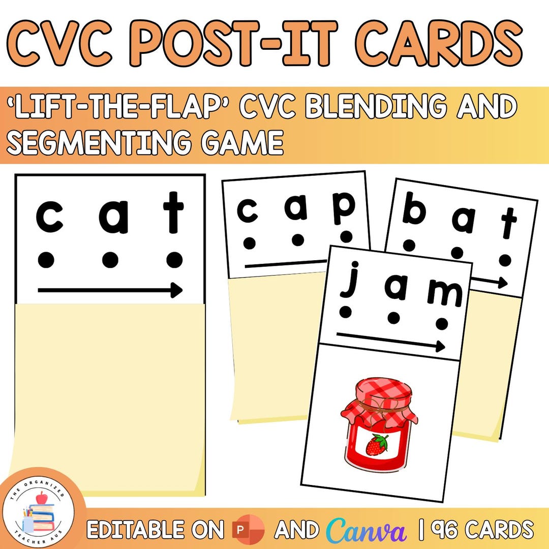 CVC Word Post-it Phonics Activity | Lift the Flap Blending & Segmenting ...