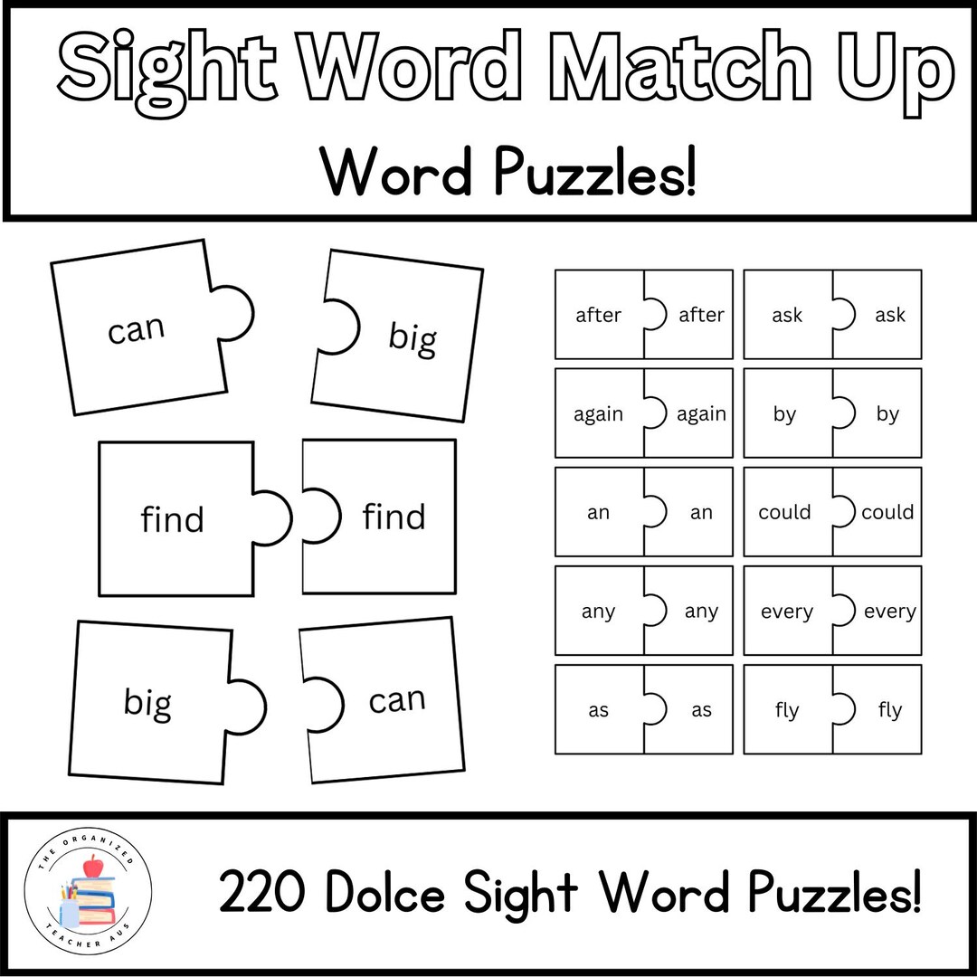 Editable Dolce Sight Word Match up Puzzles | Kindergarten, Year 1, Year ...
