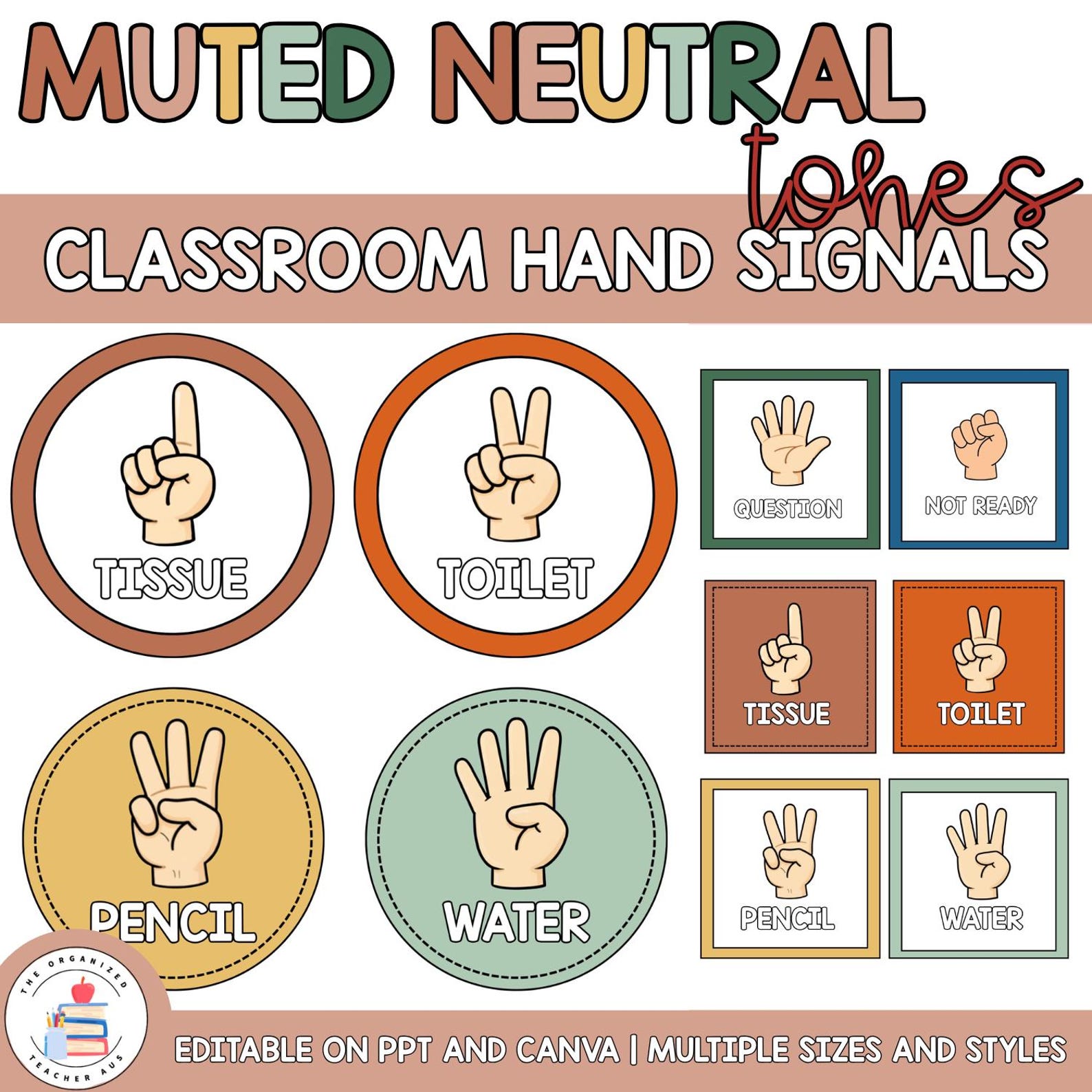 Hand Signals Posters | Classroom Management | Muted Boho Neutral Tones ...