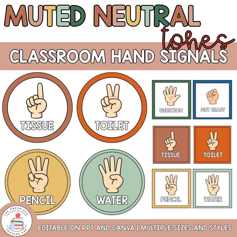 Hand Signals Posters | Classroom Management | Muted Boho Neutral Tones ...
