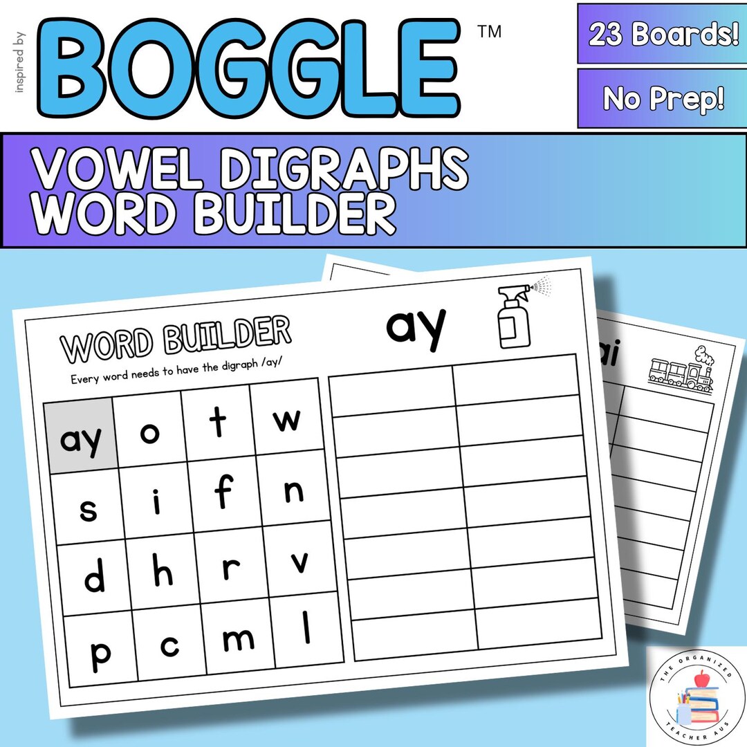 Vowel Digraphs BOGGLE Word Builder | Phonics Word Work Game | Printable ...