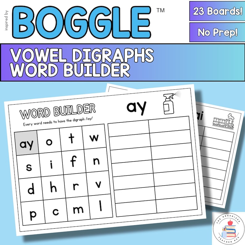 Vowel Digraphs BOGGLE Word Builder | Phonics Word Work Game | Printable ...
