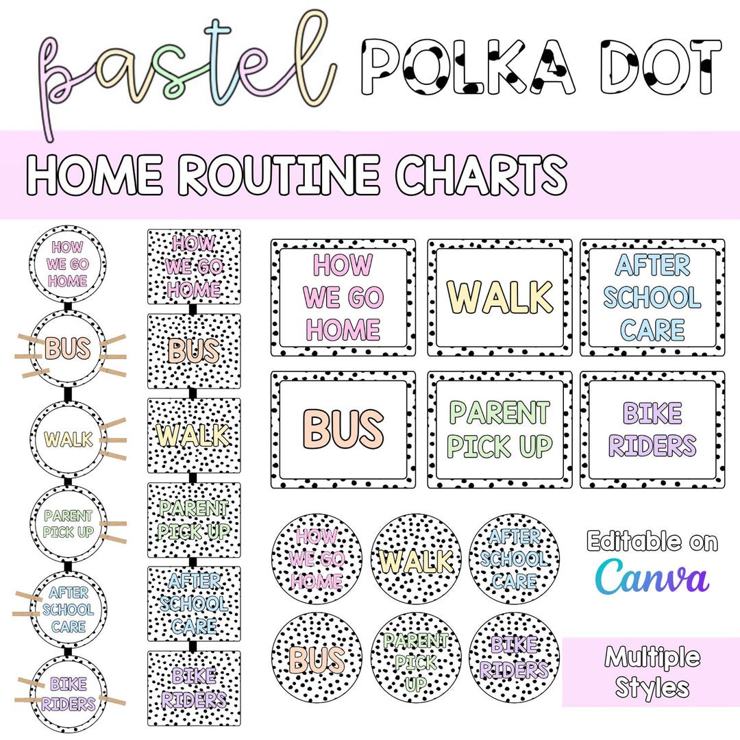 Pastel Polka Dot Editable 'how We Go Home' Routines Class Display ...
