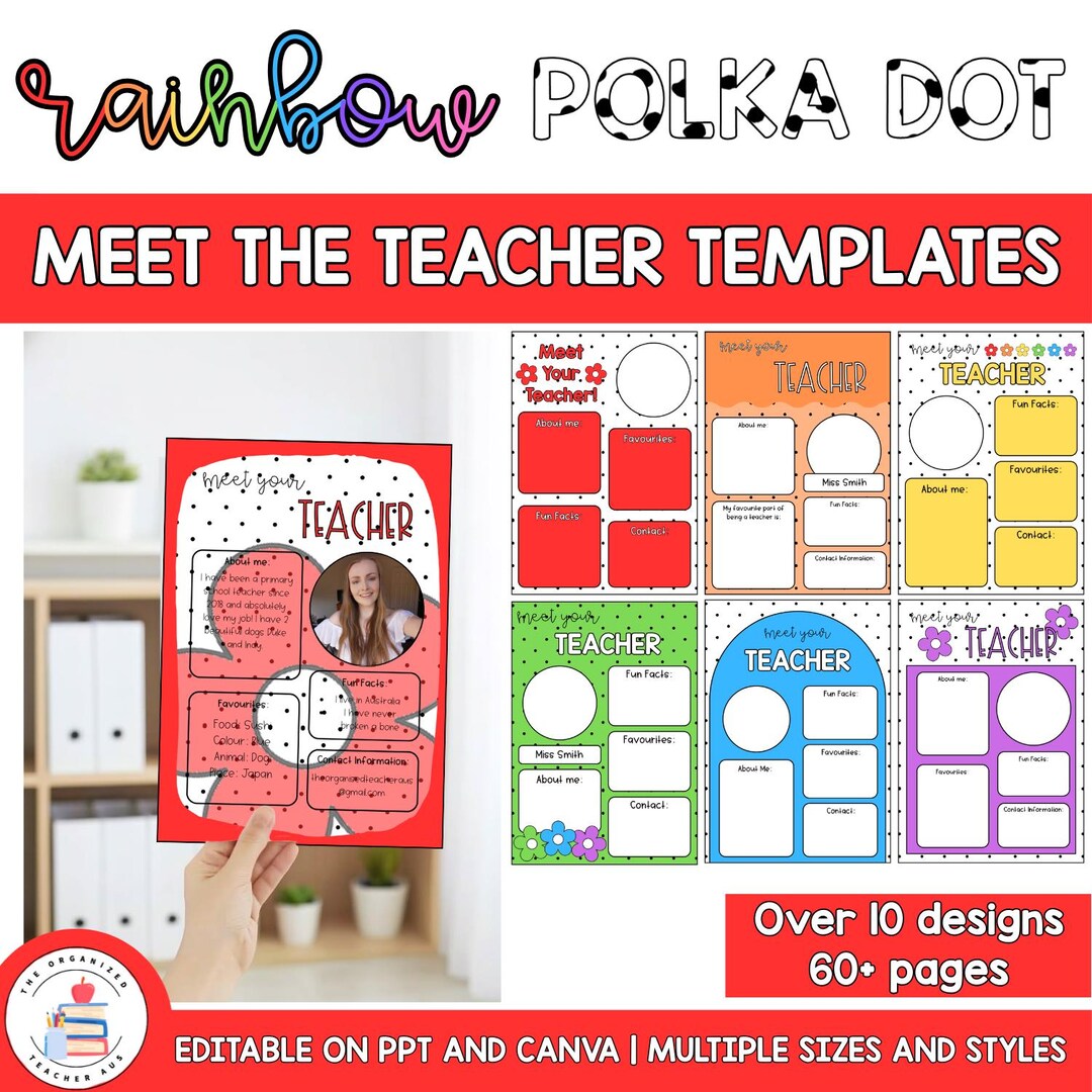 Rainbow Polka Dot Editable Meet Your Teacher Communication Templates ...