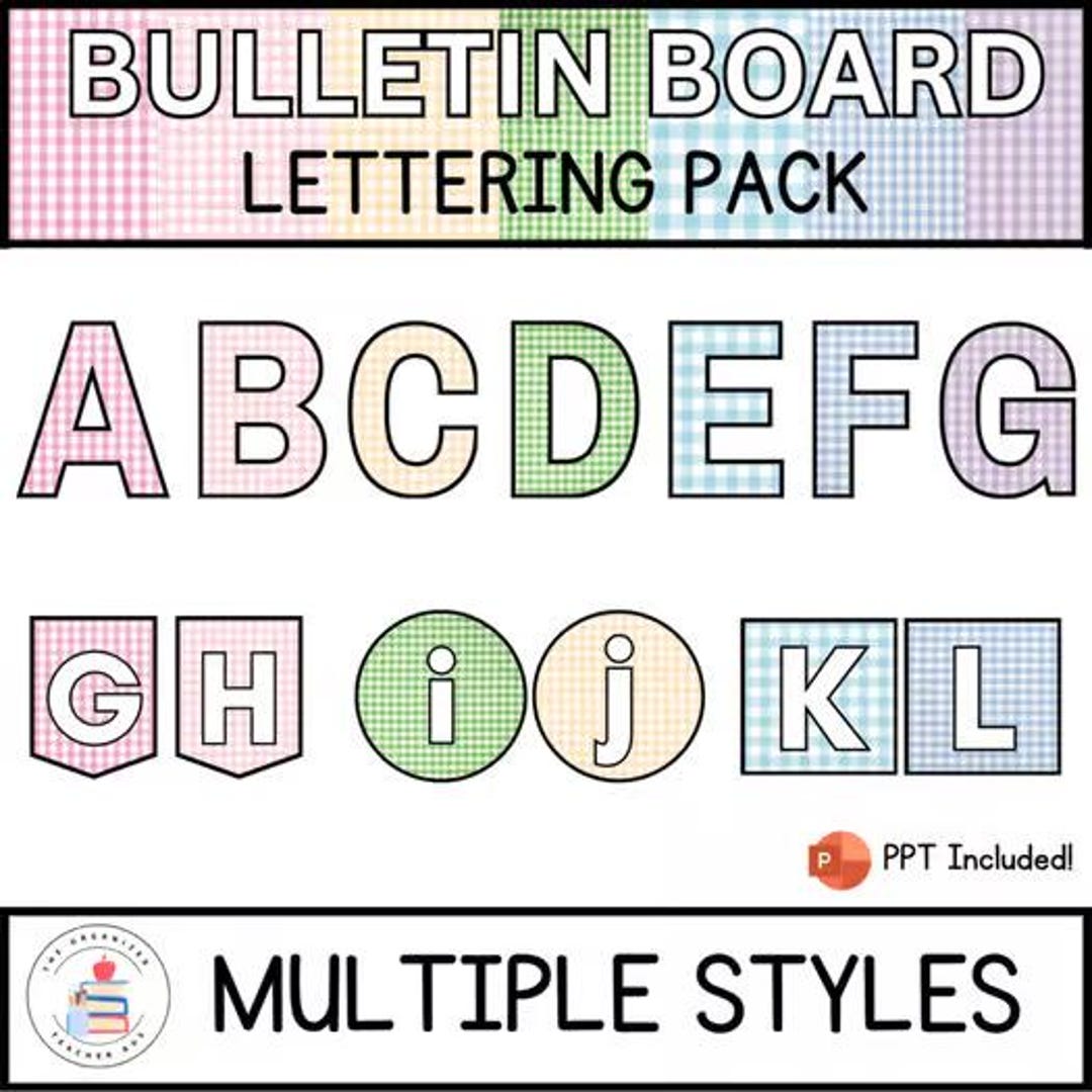 Pastel Gingham | Editable Bulletin Board Lettering Display Pack ...