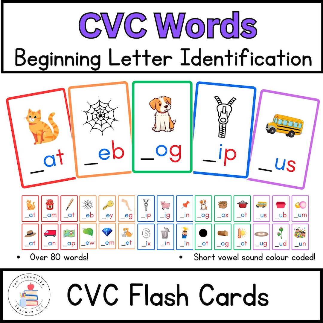 Early Learning CVC Flash Cards | Beginning Sound Identification and ...