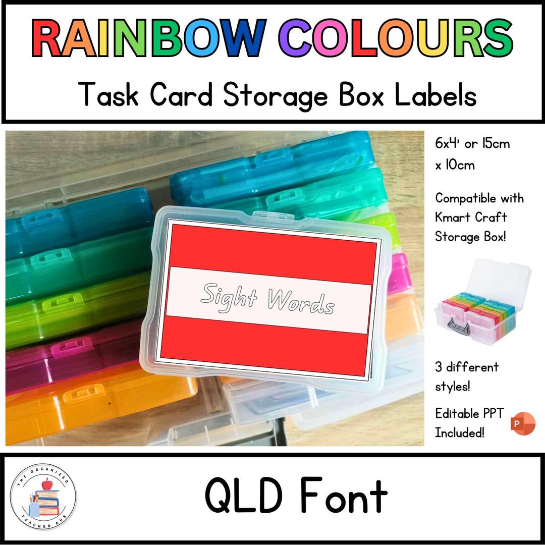 QLD Font | Editable Task Card Box Labels | Pastel Colours | Kmart Craft ...