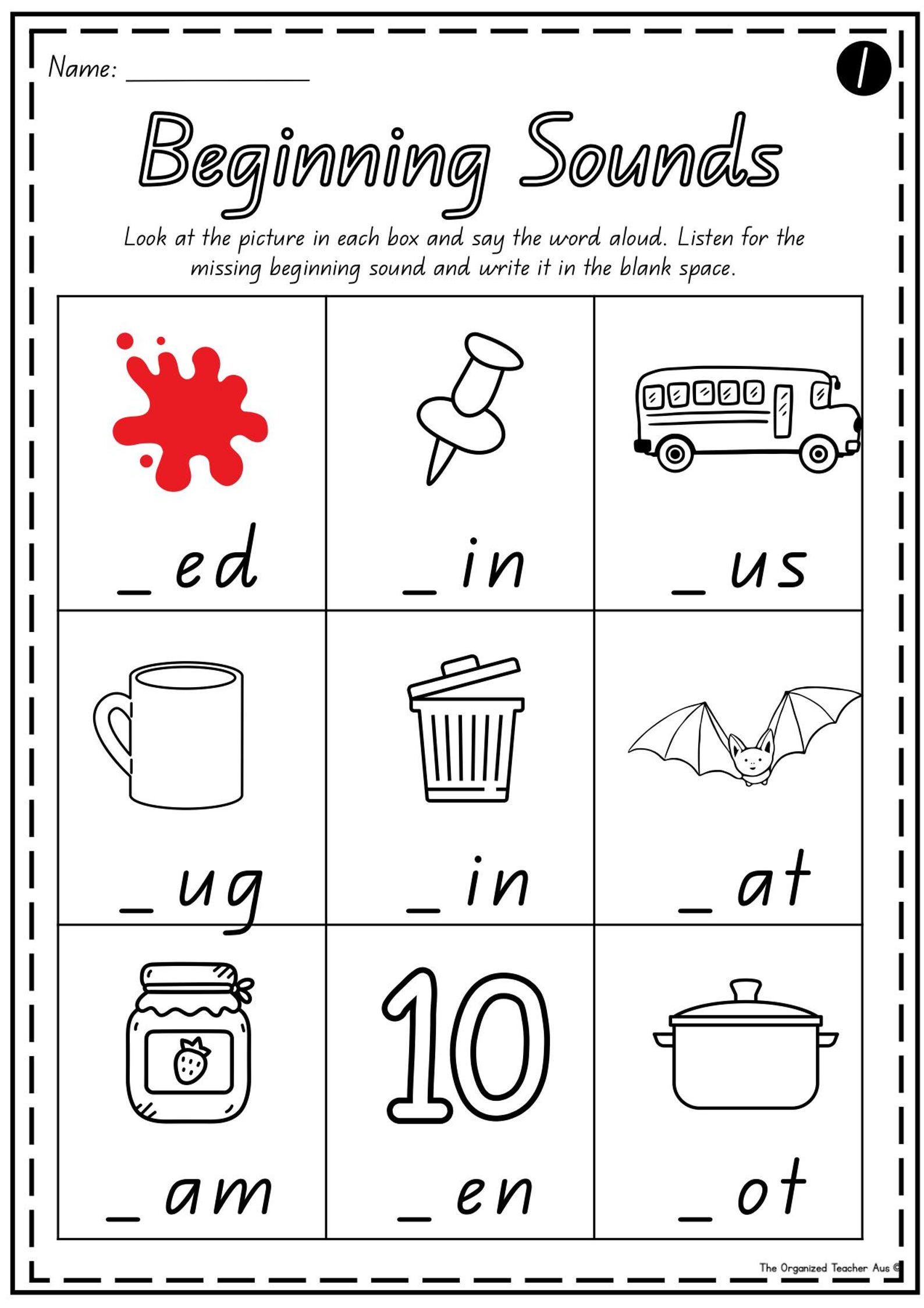 QLD Font | CVC Word | Beginning Sound Sort | Initial Sound Identify ...