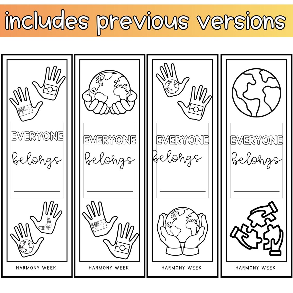 Harmony Day | Harmony Week | Everyone Belongs | Colouring Book Marks - Etsy