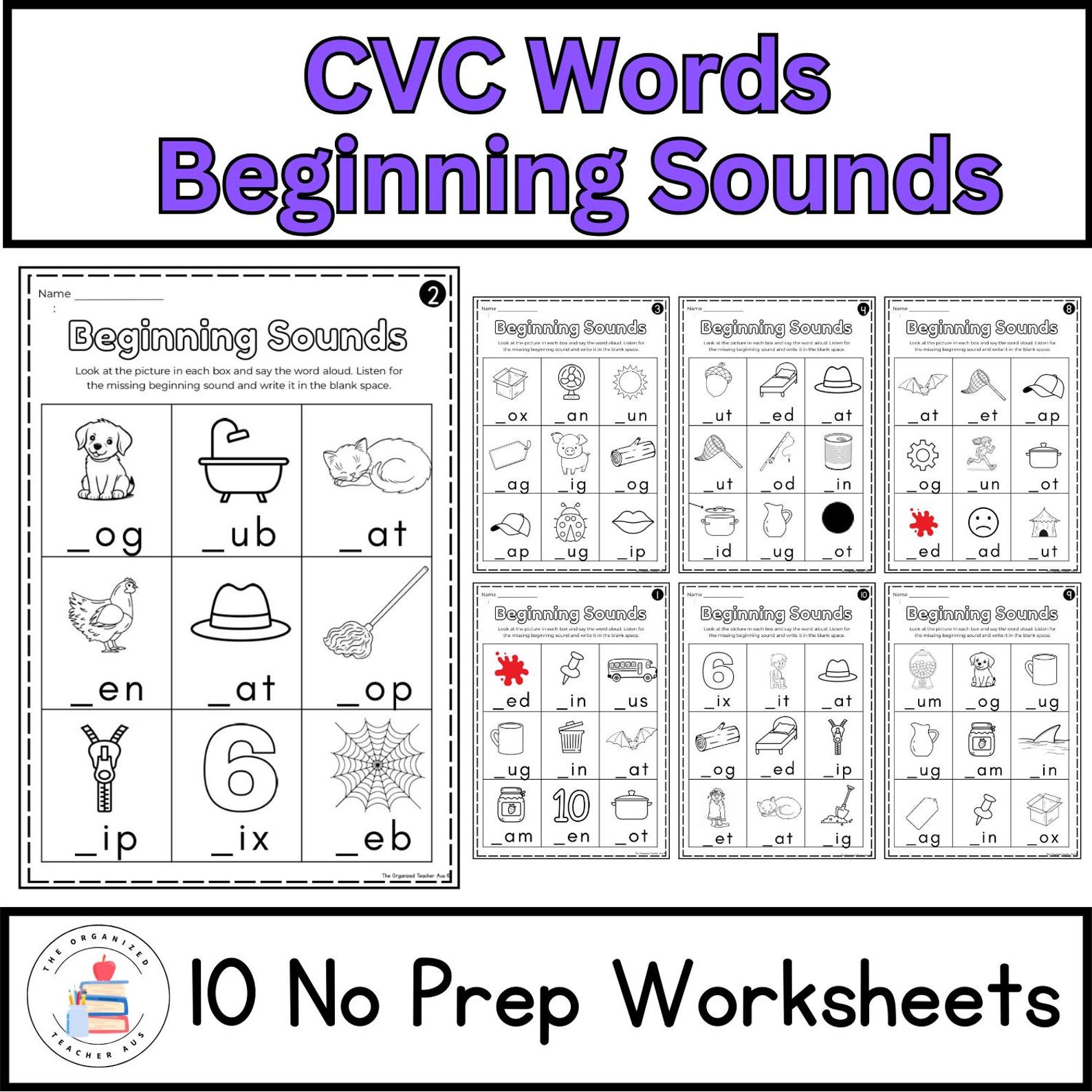CVC Word | Beginning Sound Sort | Initial Sound Identify & Write ...