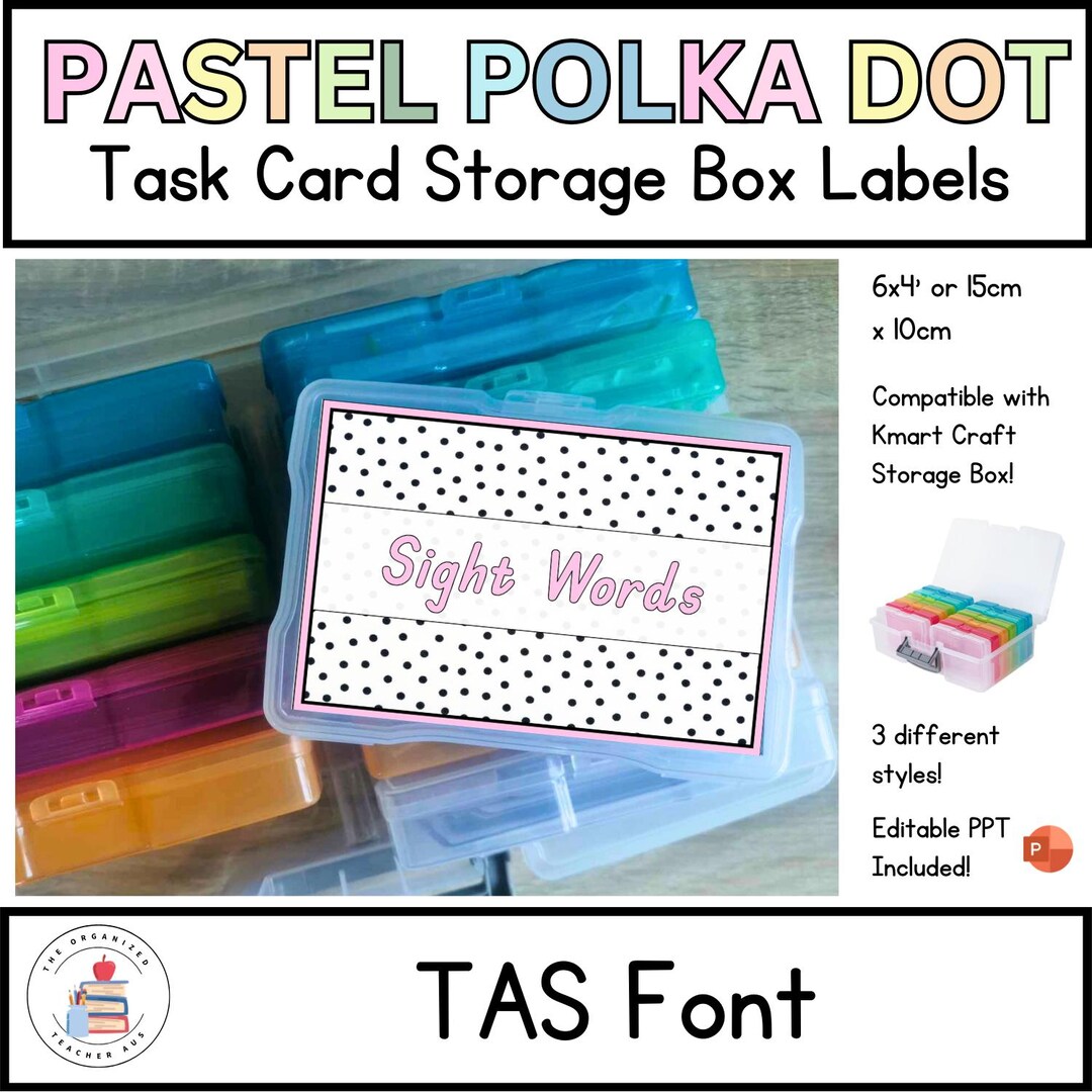 TAS Font | Editable Task Card Box Labels | Pastel Polka Dot Decor ...