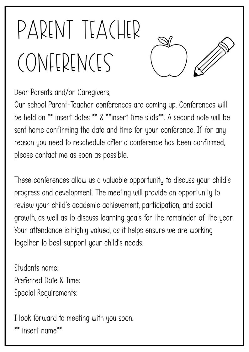Editable Parent-teacher Conference Toolkit | Printable Forms, Templates ...