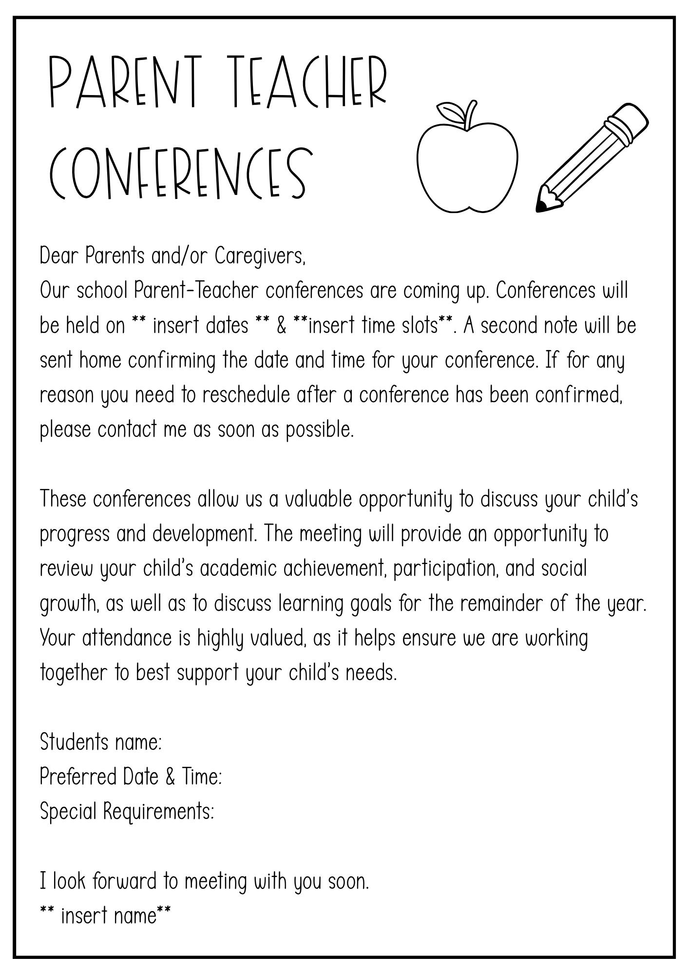 Editable Parent-teacher Conference Toolkit | Printable Forms, Templates ...