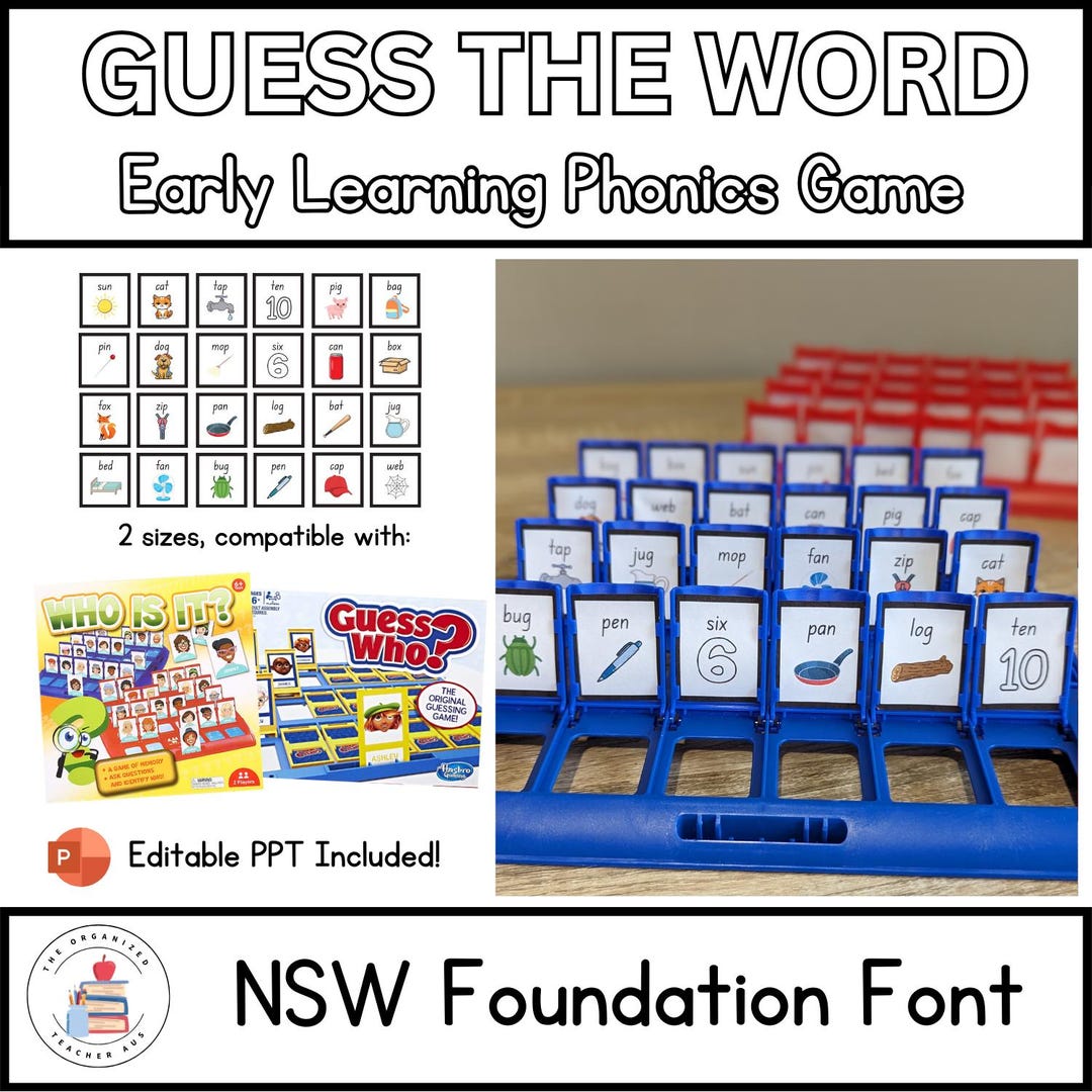 NSW Foundation Font Guess Who? Guess the Word Phonics Game | Beginning ...