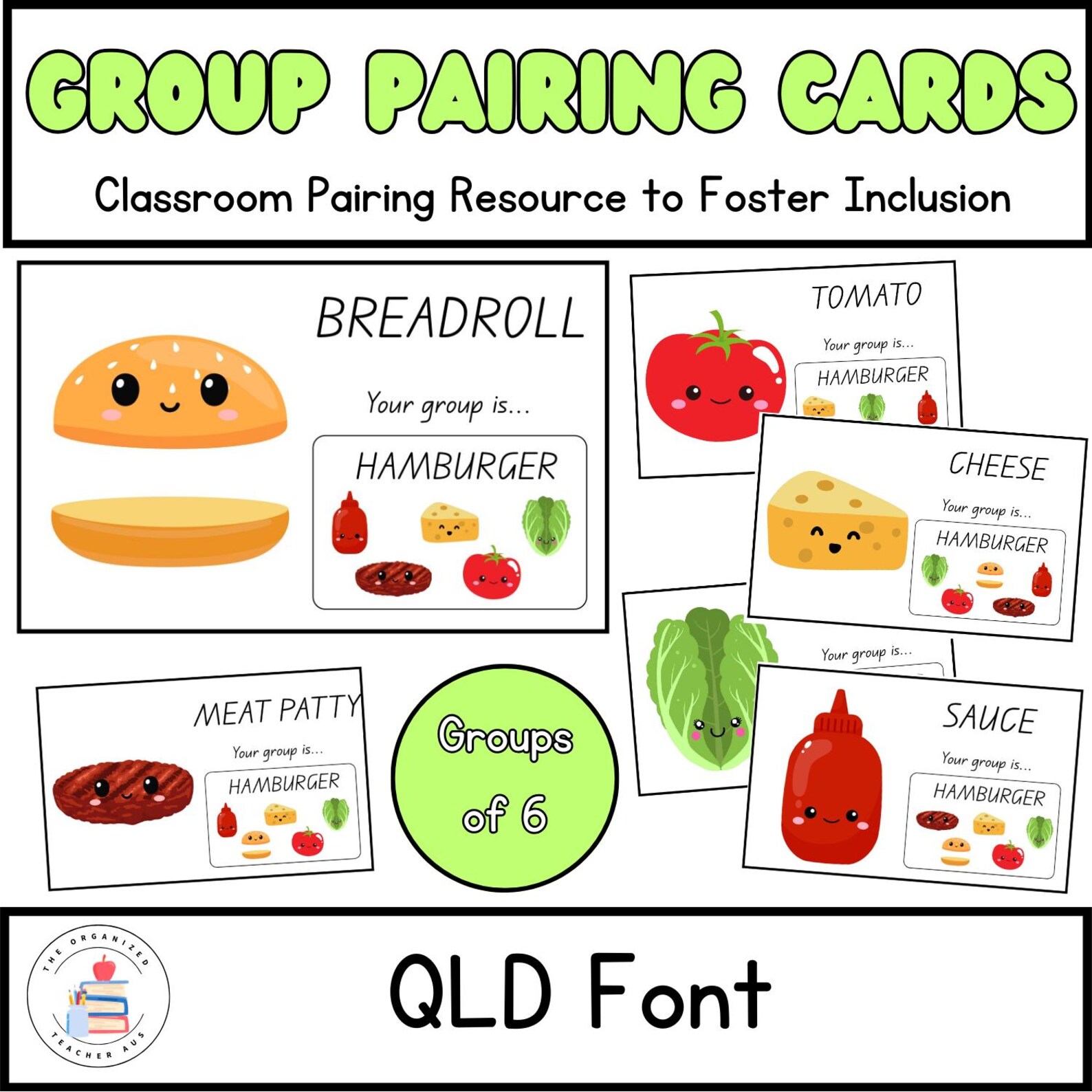 QLD Font Groups of 6 Organisation Pairing Cards | Group Work Partnering ...