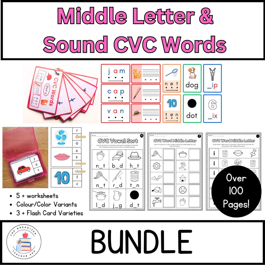CVC Word Work | Middle Letters and Sounds MEGA Bundle | Kindergarten ...