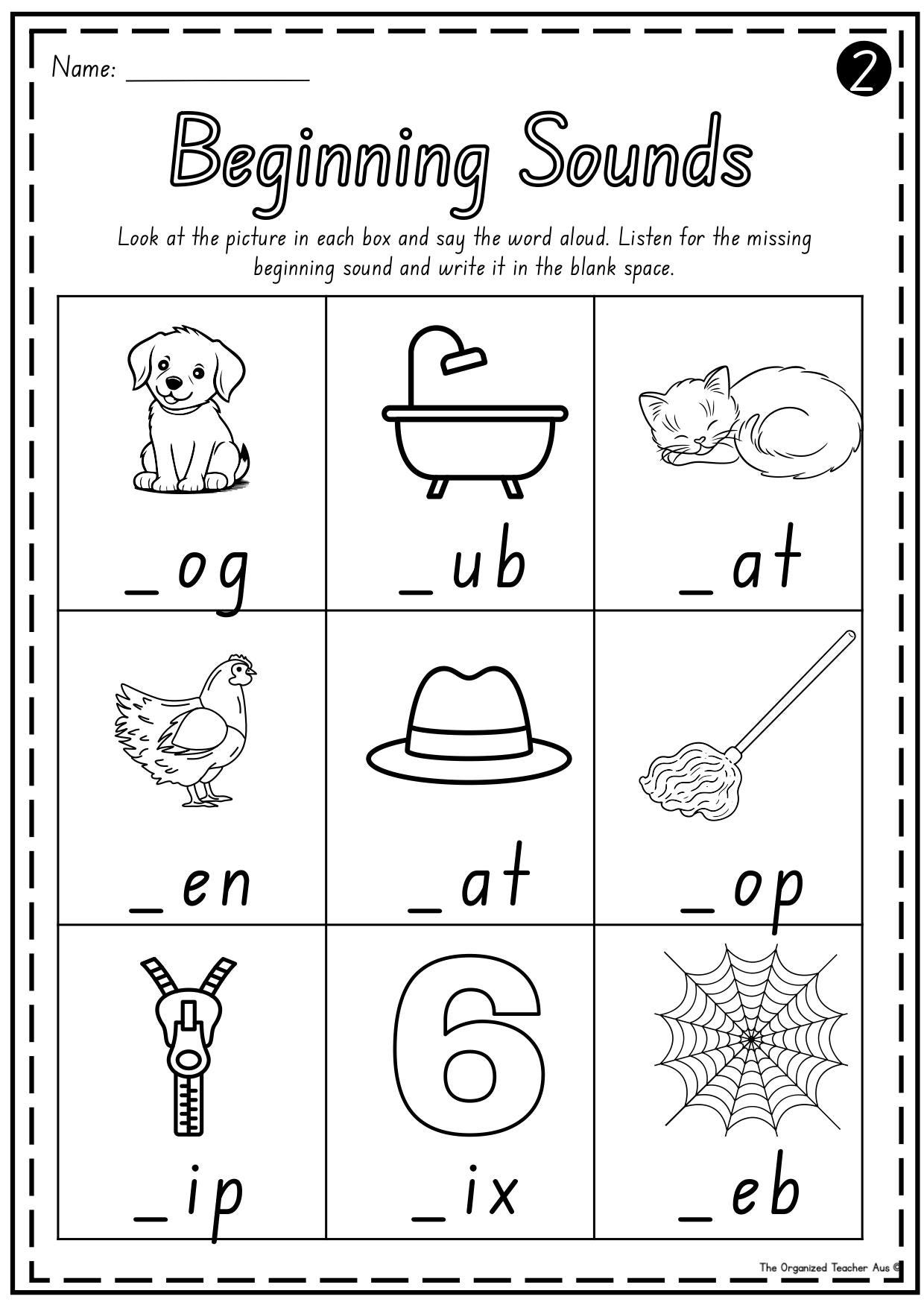 NSW Font | CVC Word | Beginning Sound Sort | Initial Sound Identify ...