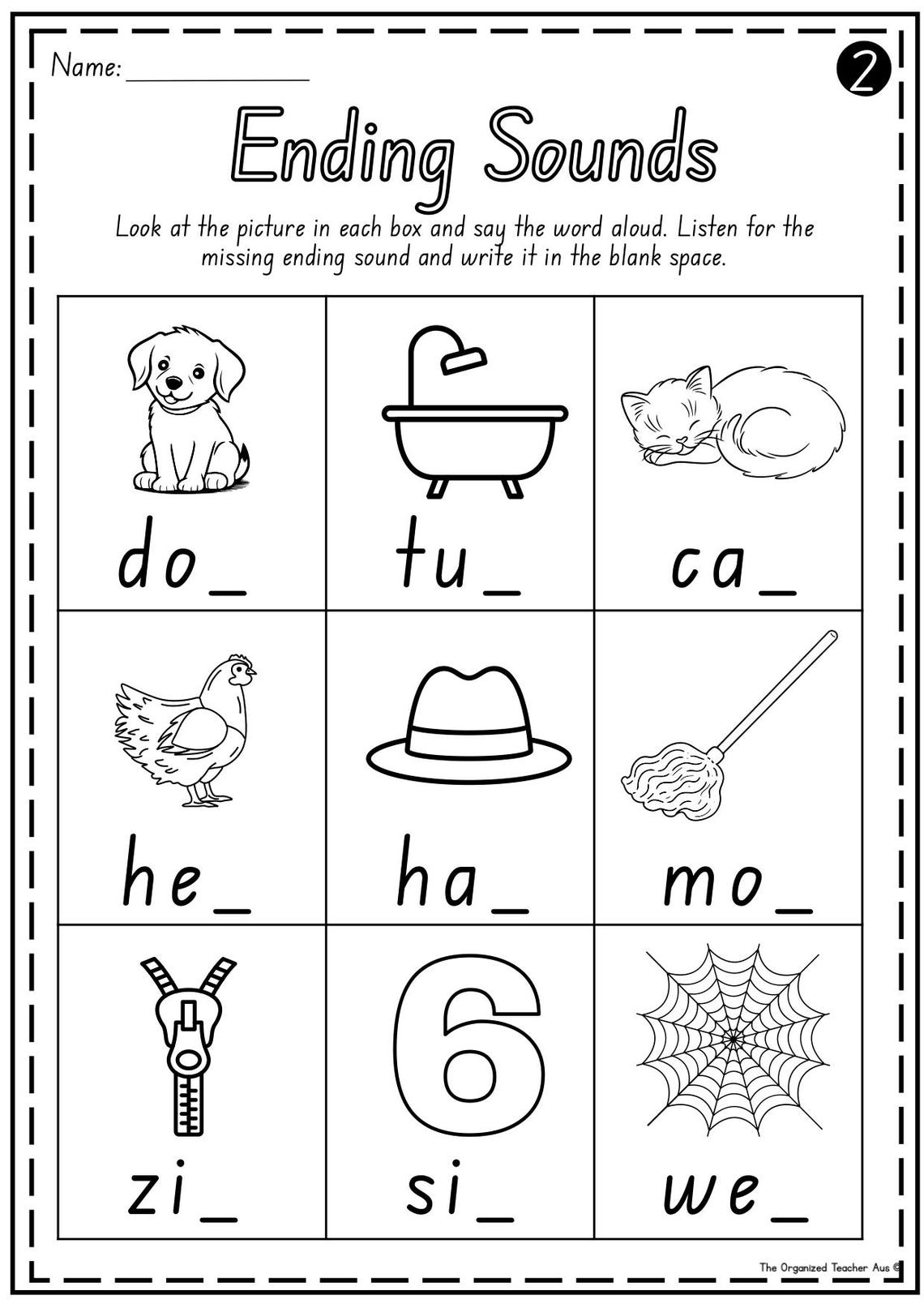 NSW Font | CVC Word | Ending Sound Sort | Final Sound Identify & Write ...